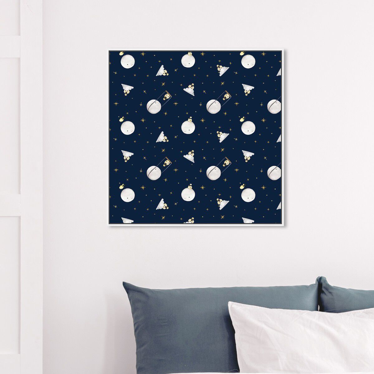 Sheep And The Moon | Animals Wall Art by Oliver Gal